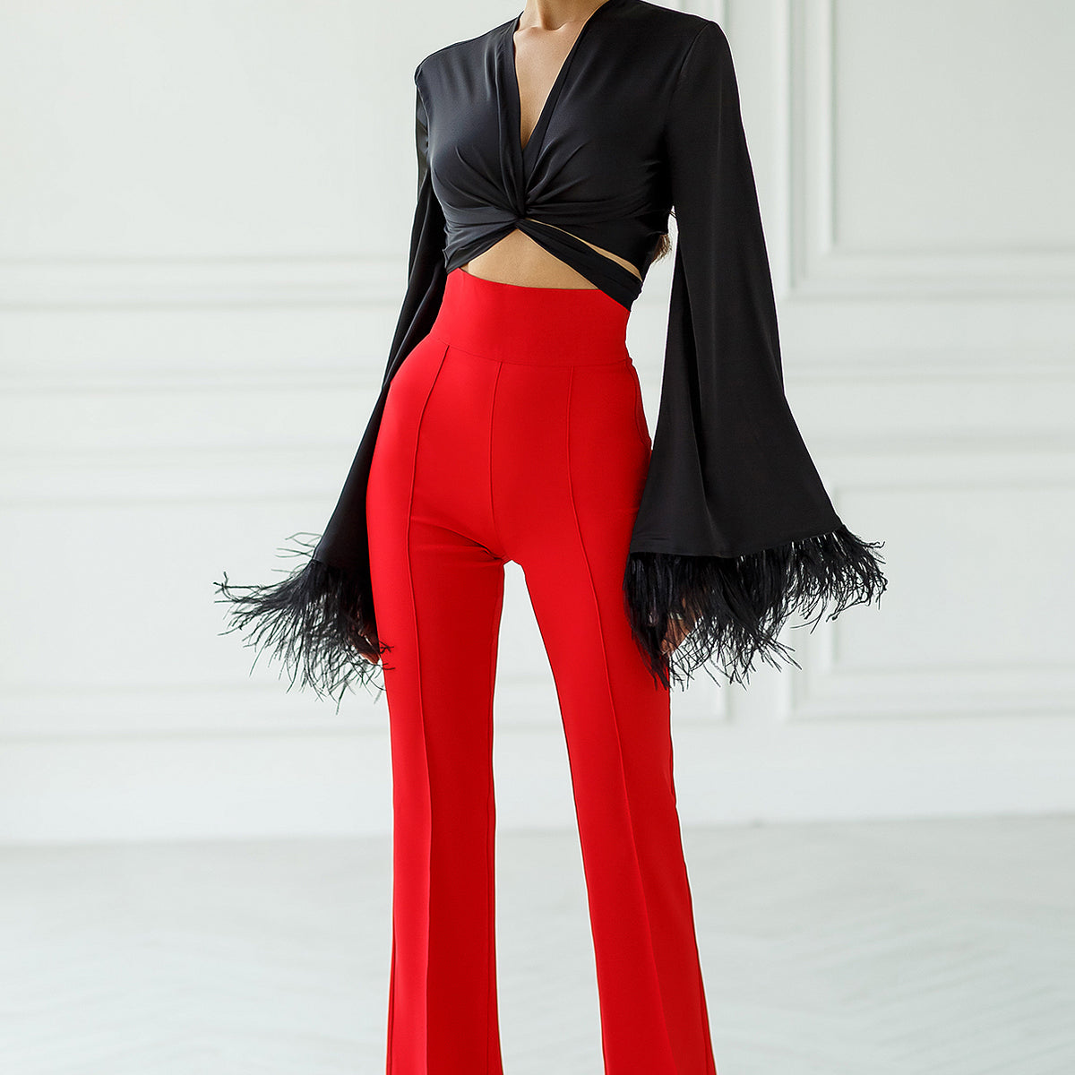 Red High Waist Flared Pants – ELAGIA