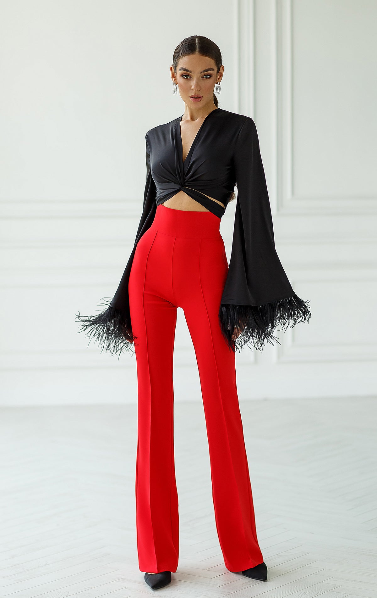 Red High Waist Flared Pants – ELAGIA