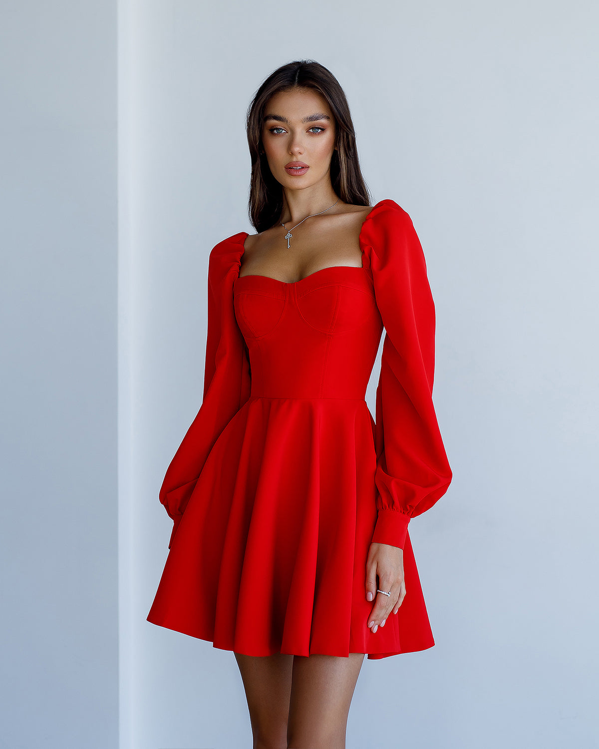 Red Backless Puff Sleeve Mini Dress – ELAGIA