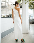 White One-Shoulder Cut-Out Maxi Dress