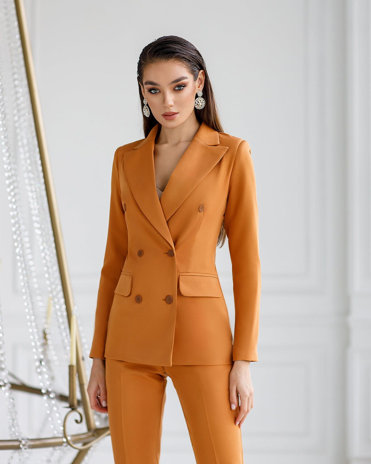 Camel Double Breasted Suit 2-Piece – ELAGIA