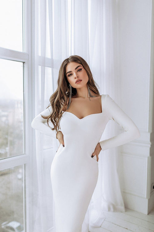 Alexa Queen Anne Neckline Midi Dress