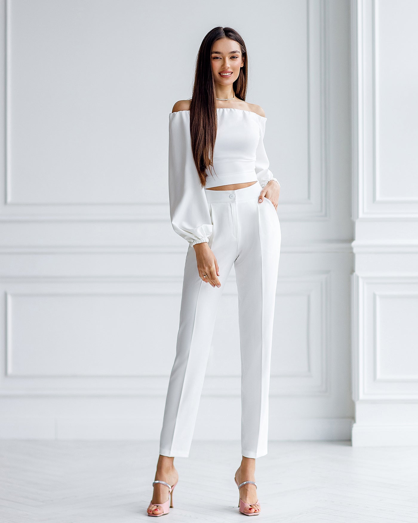 White Off-The-Shoulder Puff-Sleeve Top - Elaborating Simplicity – ELAGIA