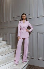 Pink Belted Double Breasted Suit 2-Piece