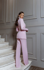 Pink Belted Double Breasted Suit 2-Piece